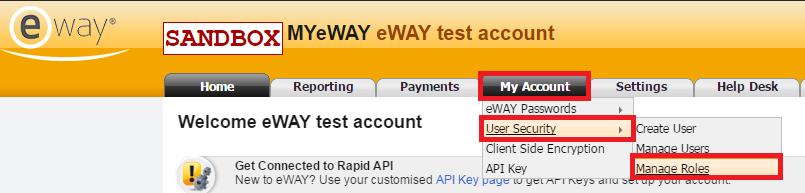 How do I set up my Sandbox API key and password?