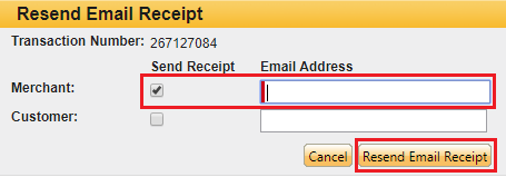 How can I resend an email receipt?