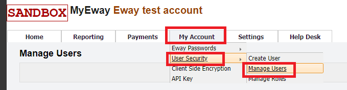 How do I set up my Sandbox API key and password?