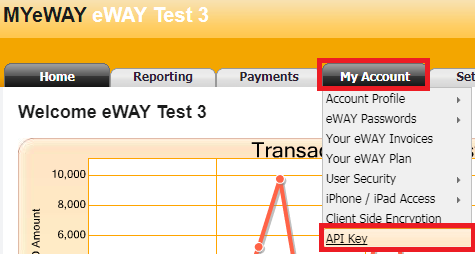 How do I set up my Live eWAY API Key and Password?