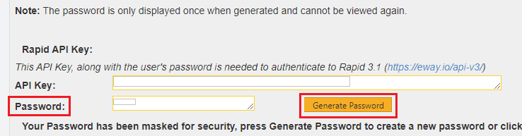 How do I set up my Live Eway API Key and Password?