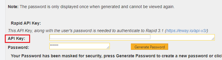 How do I set up my Live Eway API Key and Password?